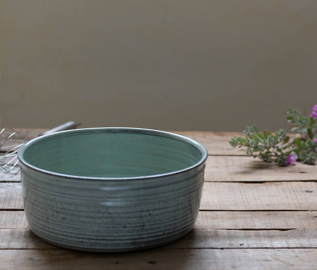 Big Ceramic Light Blue Bowl, Ceramic Baking Dish, Pottery Light Blue ...