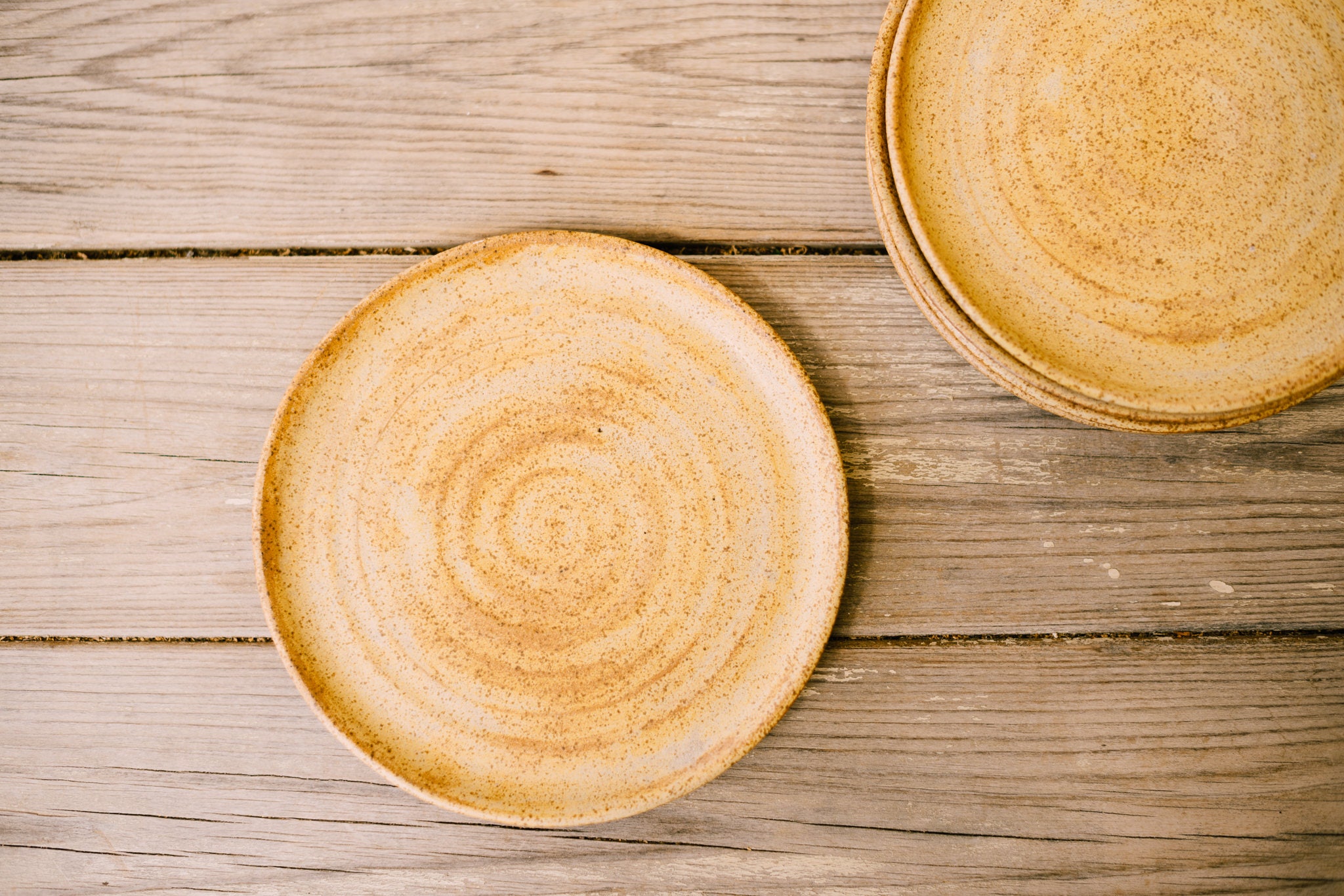 Pottery Dessert Rustic Brown Plates Set, SET OF 2, Ceramic Brown and ...