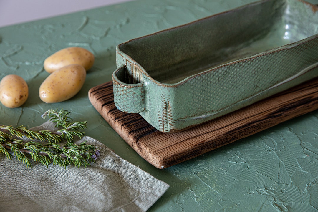 Big Ceramic Baking Dish, Big Pottery Bowl, Big Ceramic Bowl, Green ...