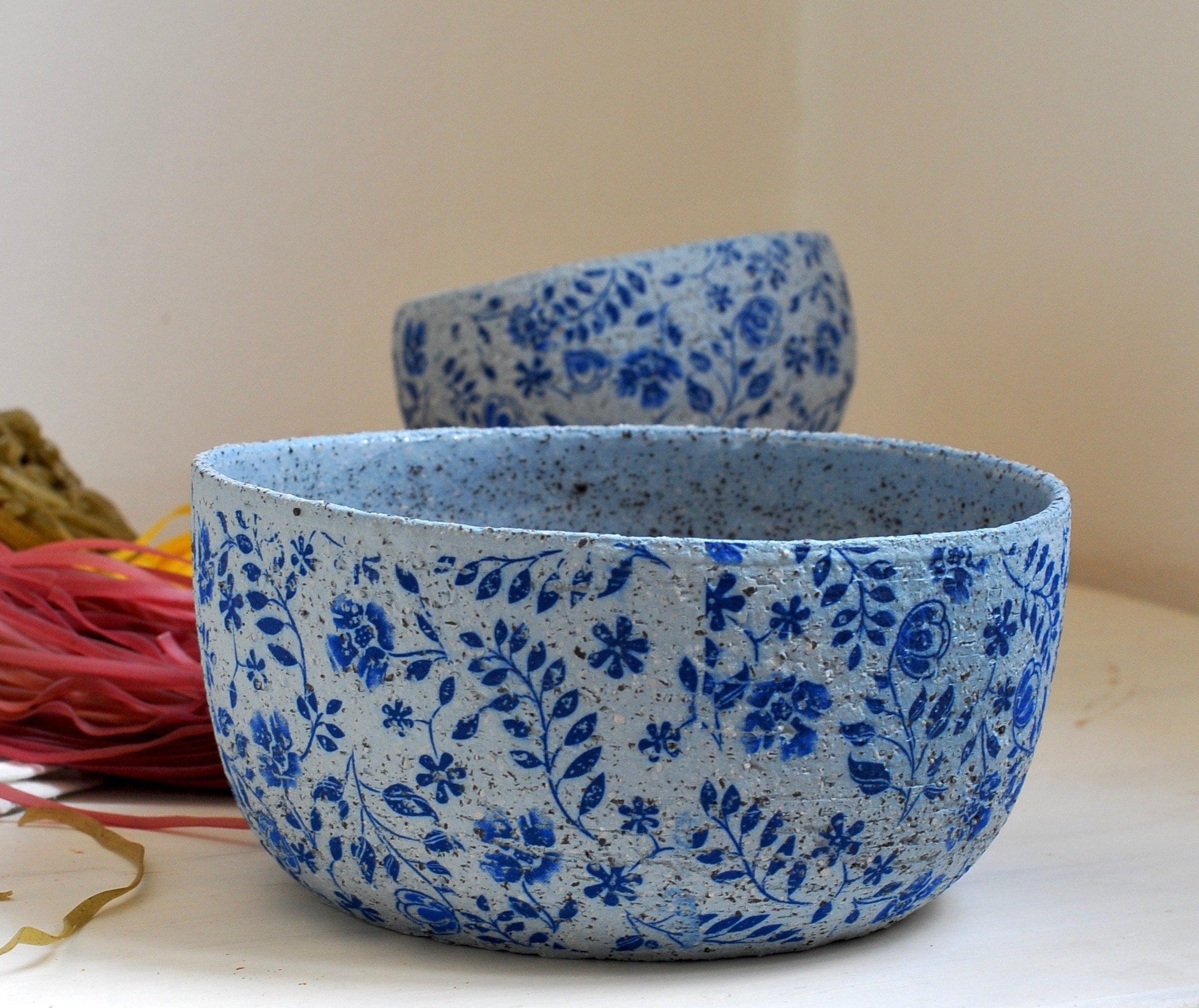 Pottery Big Rustic Blue Bowl Ceramic Blue Bowl Pottery - Etsy