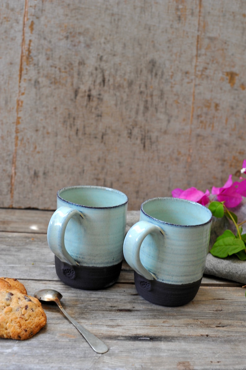 Ceramic Light Blue Mug Set Pottery Coffee Mugs Set Ceramic - Etsy