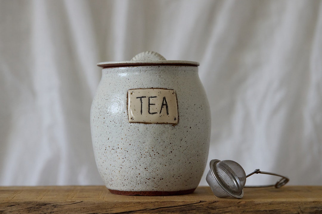 Ceramic Tea Container, White Pottery Tea Canister, Ceramic Tea Canister ...