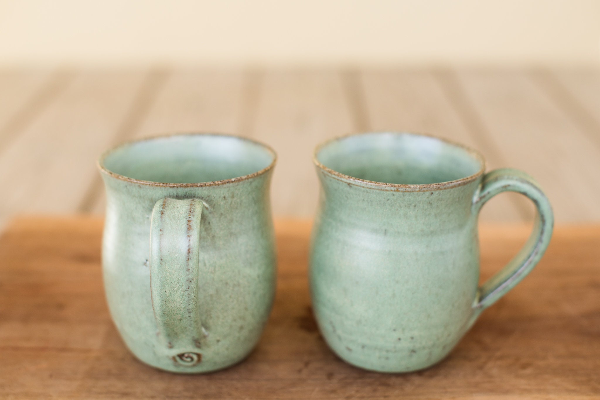 Pottery green mug set handmade SET OF 2 mugs Ceramic tea | Etsy