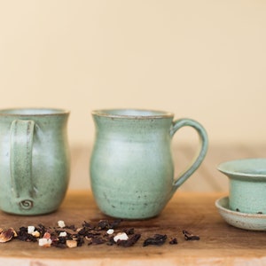 Pottery Light Green Mug Set Handmade, SET OF 2, Ceramic Coffee Mugs ...
