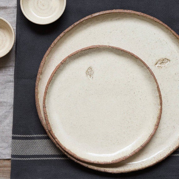 Ceramic Dessert Creamy White Plates Set SET OF 2 | Etsy