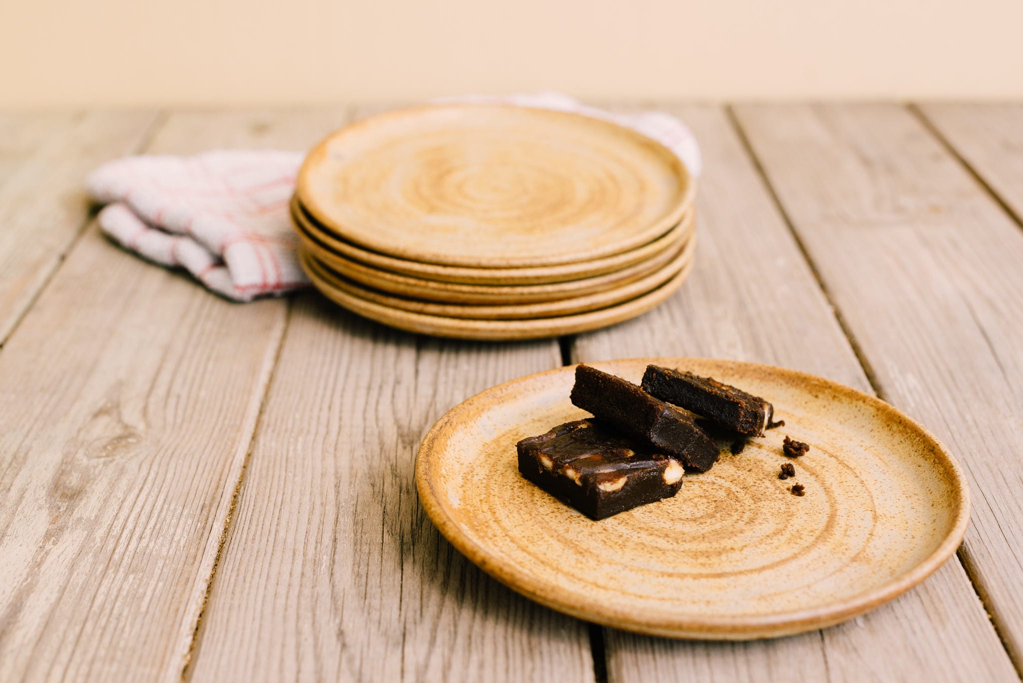 Pottery Dessert Rustic Brown Plates Set, SET OF 2, Ceramic Brown and ...