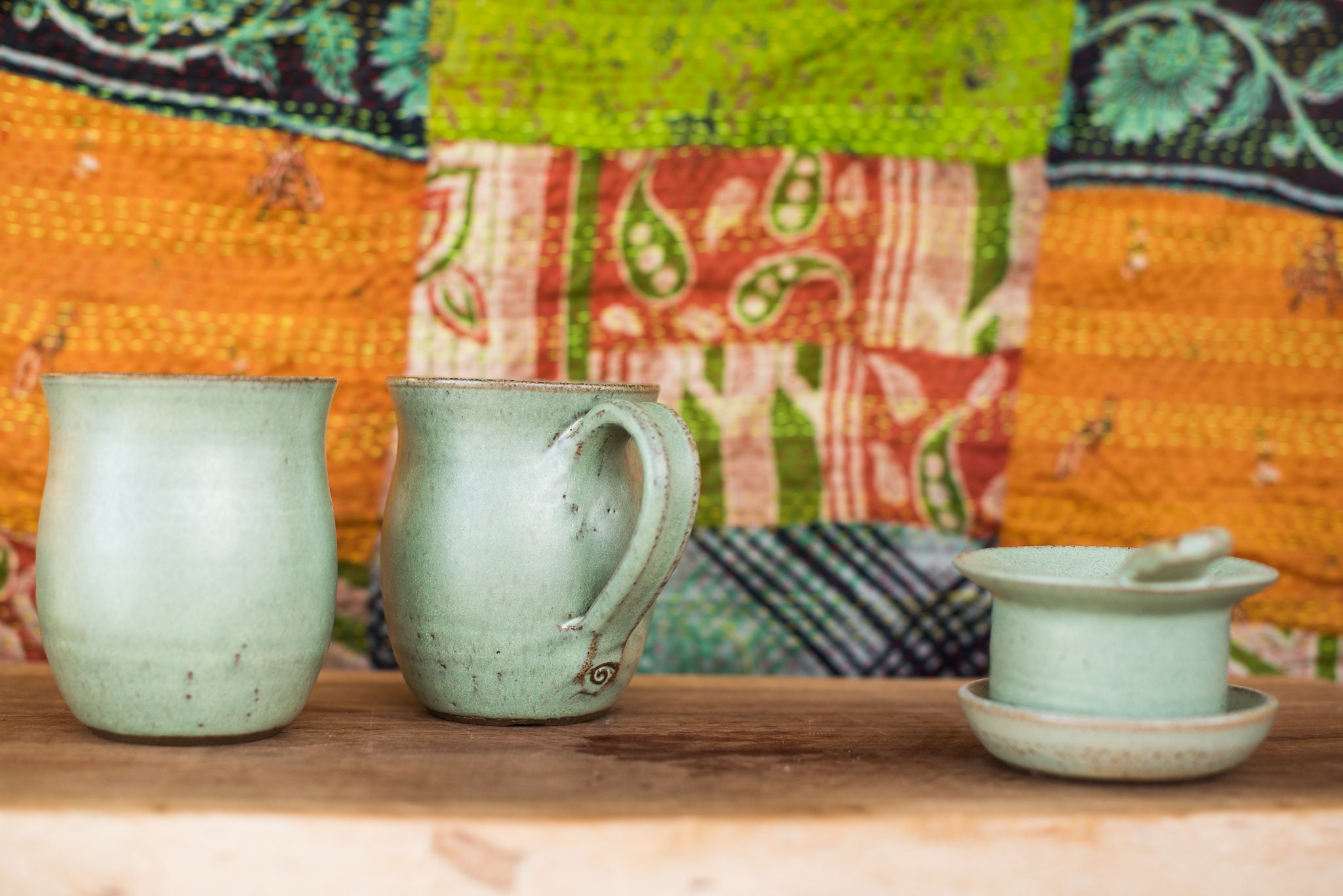 Pottery green mug set handmade SET OF 2 mugs Ceramic tea | Etsy