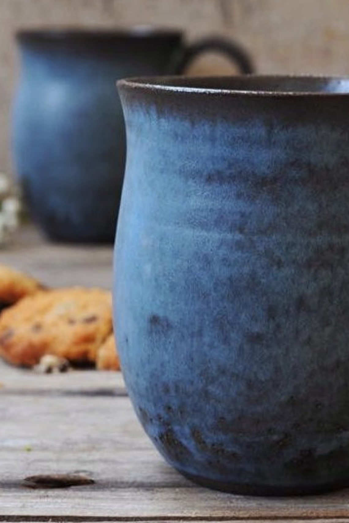 Ceramic Unique Blue Mug Set Pottery Blue Mugs Ceramic Coffee - Etsy