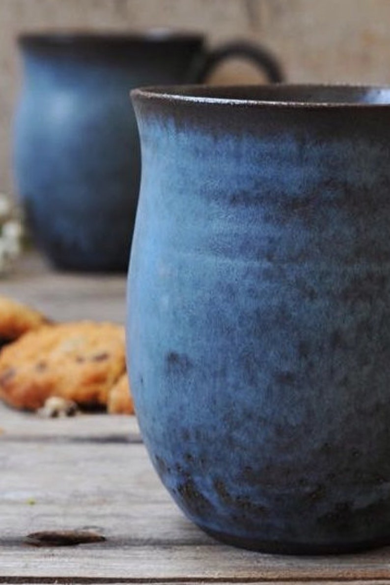 Ceramic Unique Blue Mug Set Pottery Blue Mugs Ceramic Coffee - Etsy