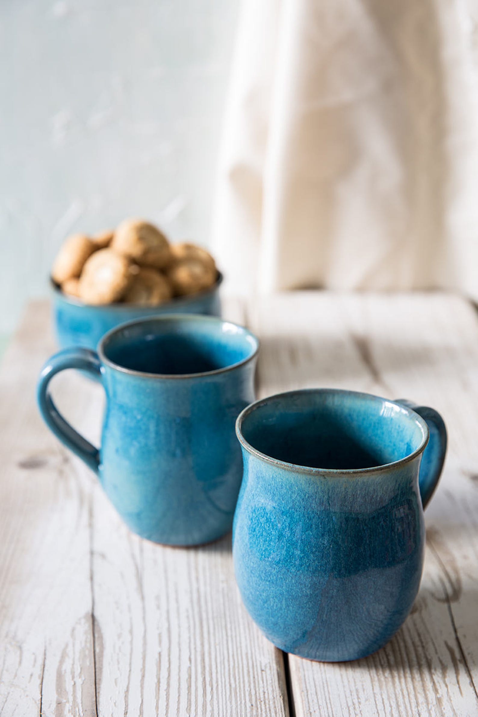 Pottery Turquoise Mug Set, SET OF 2, Ceramic Tea Turquoise Mugs Set ...