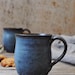 Ceramic Unique Blue Mug Set, Pottery Blue Mugs, Ceramic Coffee Cups ...