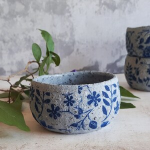 Small Pottery Blue Bowls, SET OF THREE, Small Ceramic Tapas Bowls ...