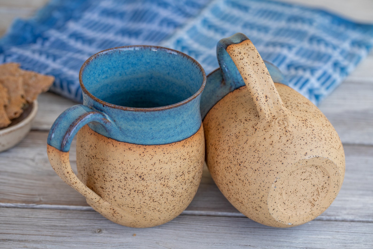 Big Ceramic Turquoise Rustic Mug - Etsy