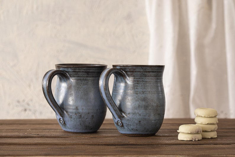 XL Ceramic Unique Blue Mug, Giant Pottery 20oz Mug, Large Pottery ...