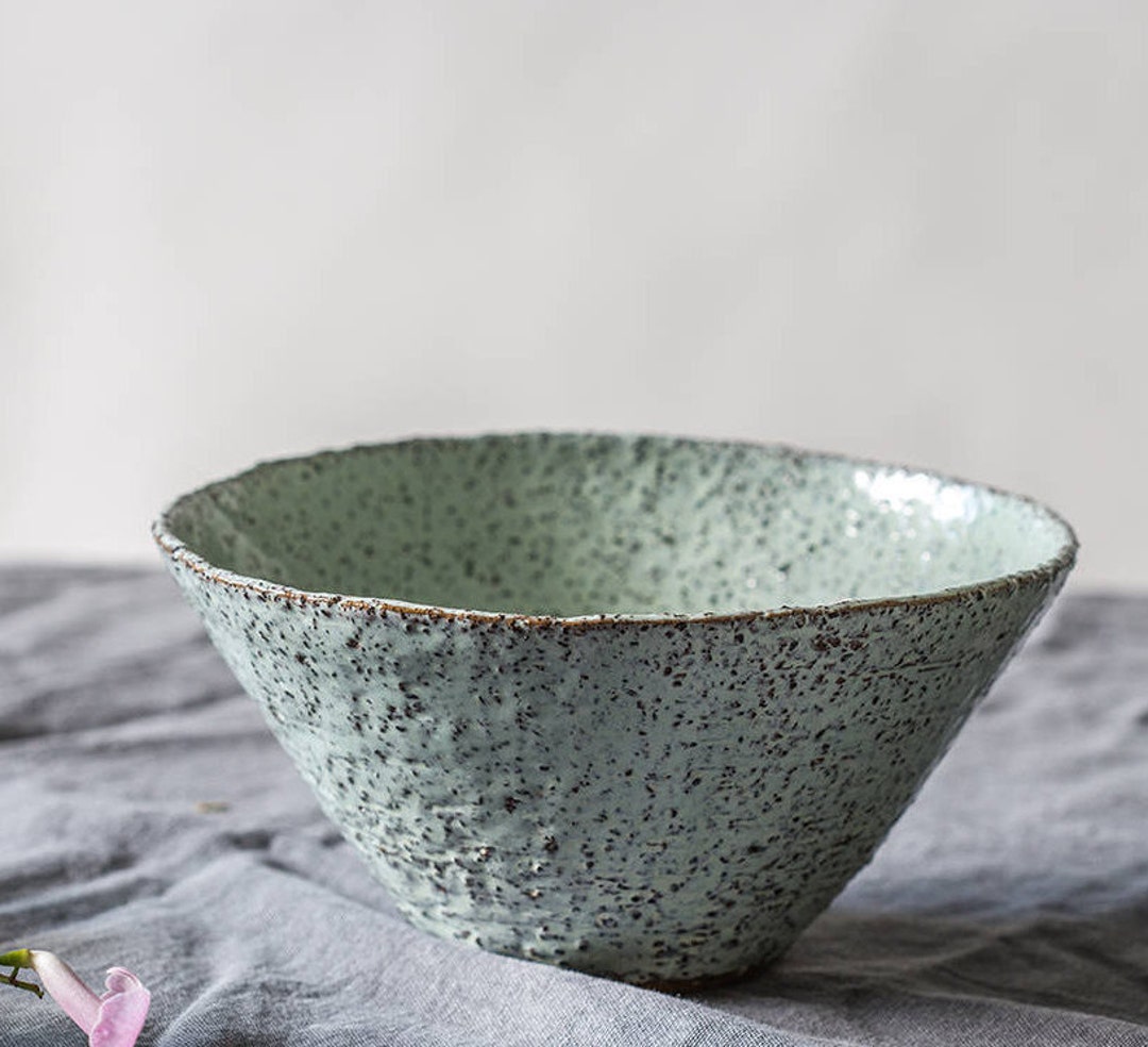 Ceramic Light Blue Bowl, Pottery Serving Dish, Light Blue Pottery Salad ...