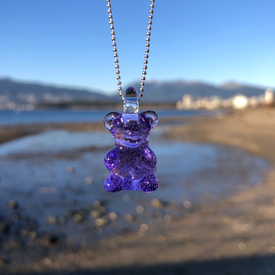 Purple Gummy Bear - Borosilicate Glass Bear Pendant - Gummy Bear ...