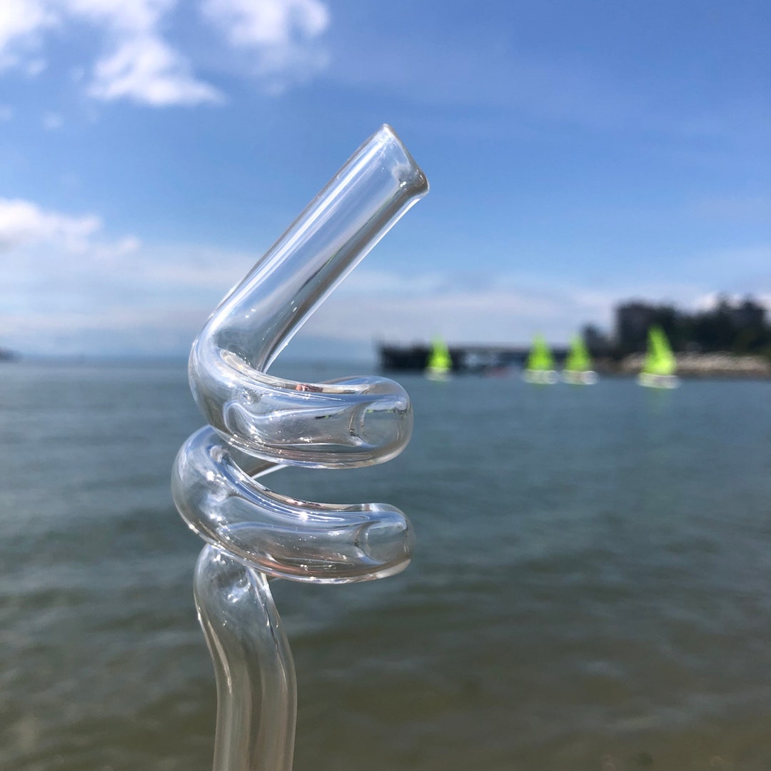 Double Loop Glass Blown Straw Enviro Straw Glass Art Straw Borosilicate ...