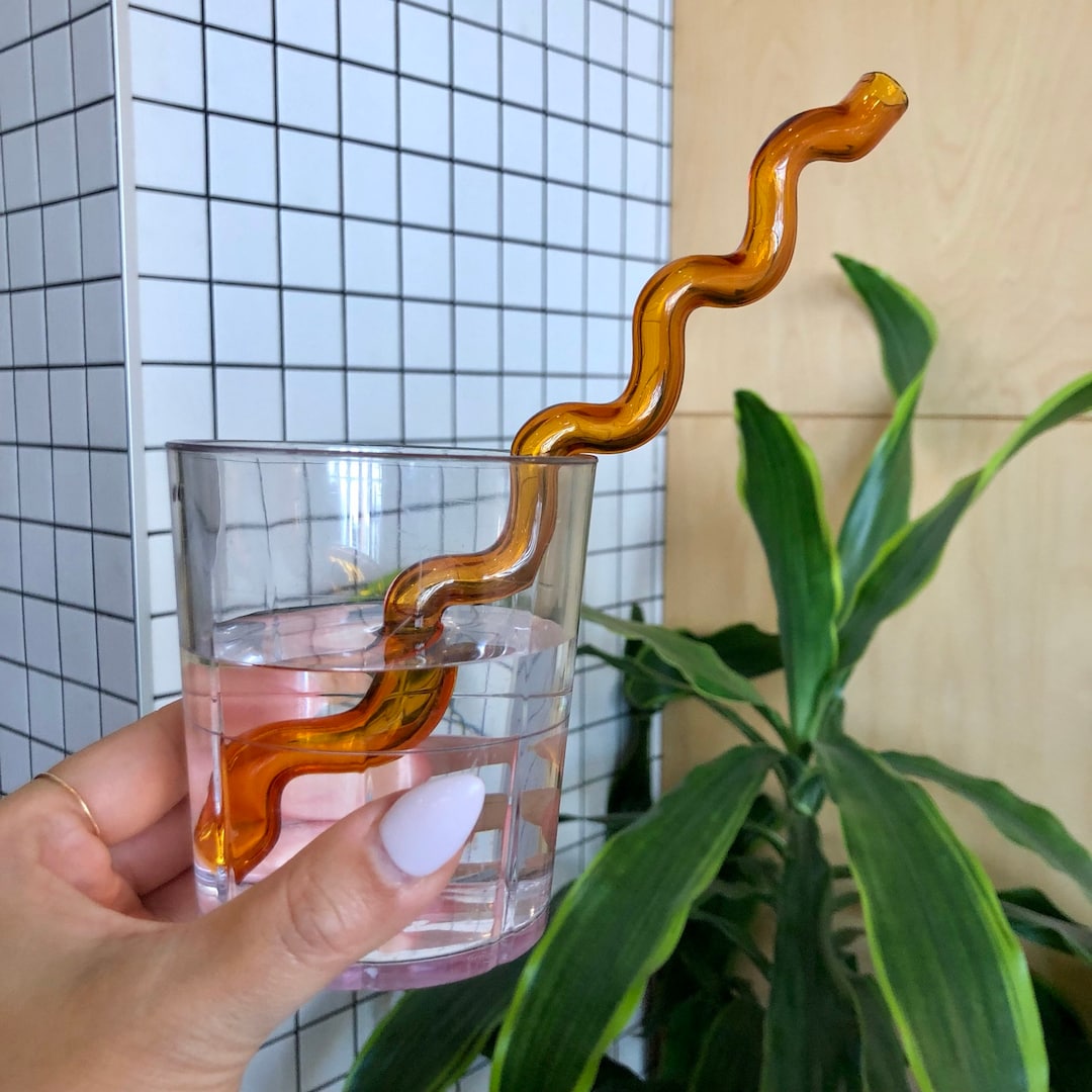 Wave Glass Blown Straw Enviro Straw Glass Art Straw - Etsy