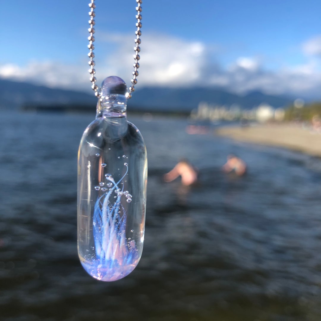 Glass Pendulum Pendant - Ocean Necklace - Pendulum Necklace - Glass ...
