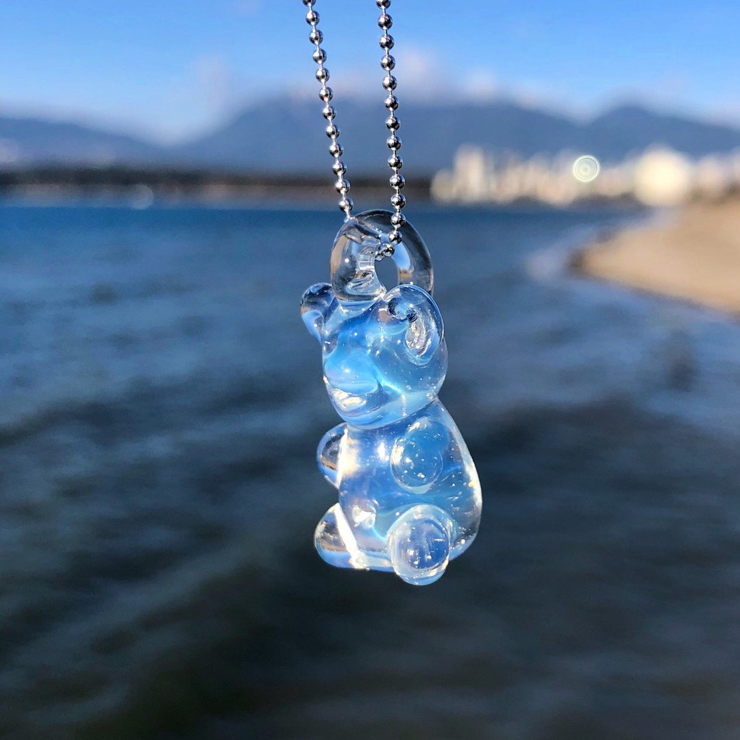 Moonstone Glass Gummy Bear Pendant Borosilicate Glass Gummy Bear ...
