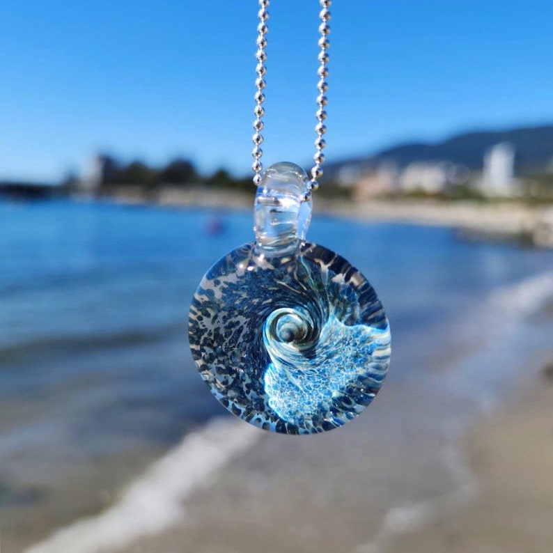 Ocean Pendant Ocean Necklace Wave Necklace Glass Pendy - Etsy