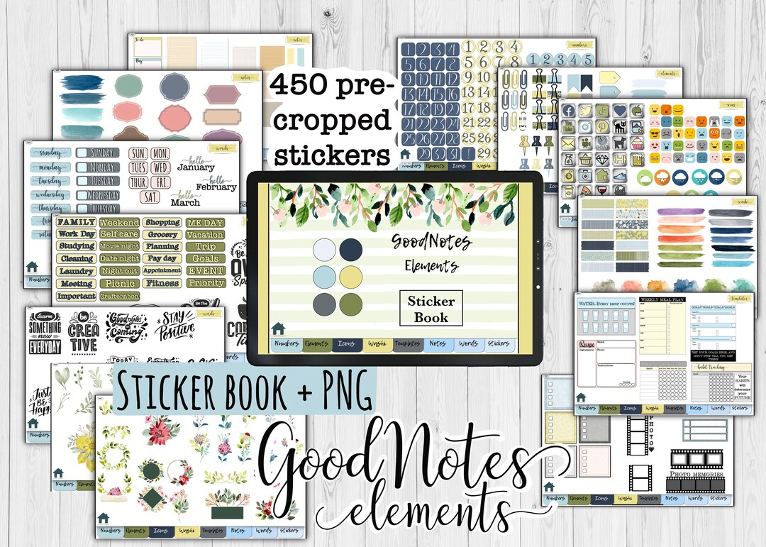 Digital Goodnotes Elements Functional Stickers Horizontal for Planner ...