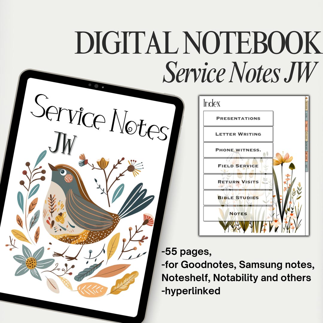 JW Service Notes for Goodnotes, Return Visits, Bible Study ...