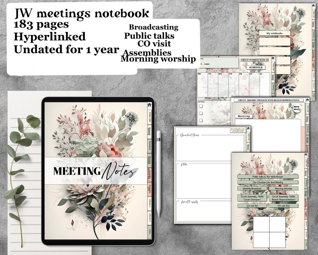 Digital Notebook JW, Undated for Goodnotes, Samsung Notes, Meetings ...