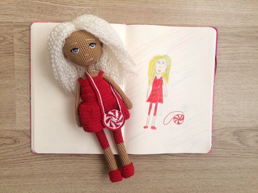 Personalized toy Crochet doll for girl. Made by your kids | Etsy