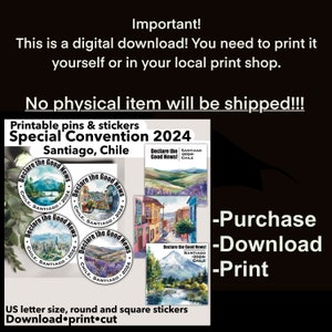 JW Chile Special Convention 2024 Pin Gift, Santiago Round Sticker ...