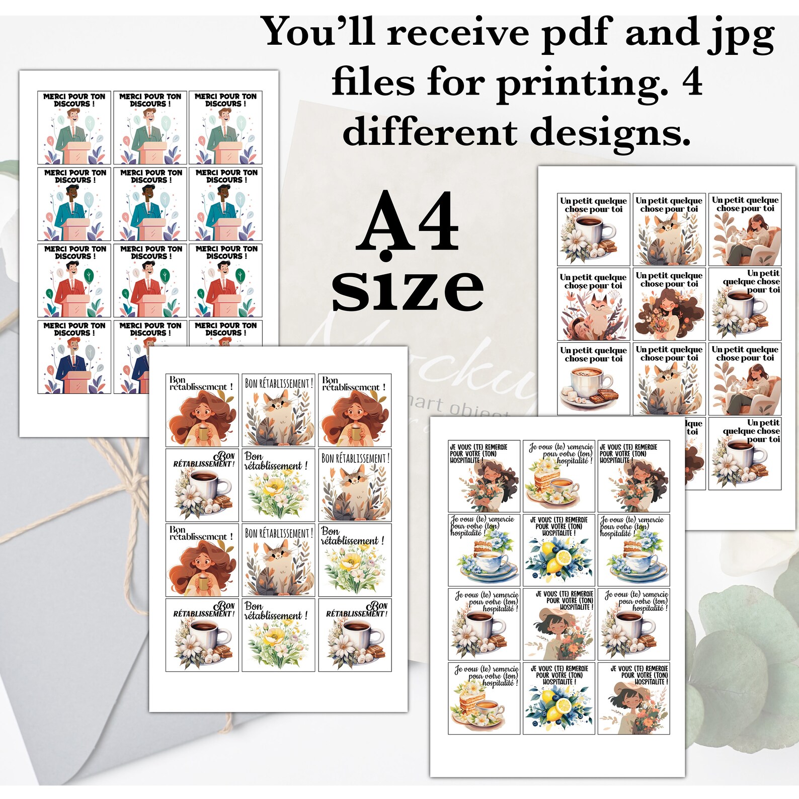 French JW Printable Stickers, Get Well, for Sister, Elder Wife, Friend ...