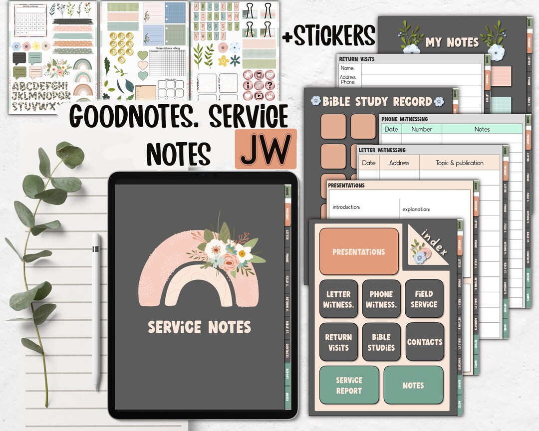 JW Service Notes for Goodnotes, Return Visits, Bible Study ...