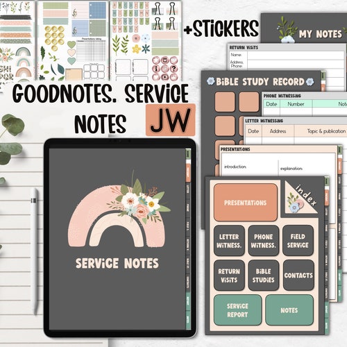 JW Service Notes for Goodnotes Return Visits Bible Study - Etsy