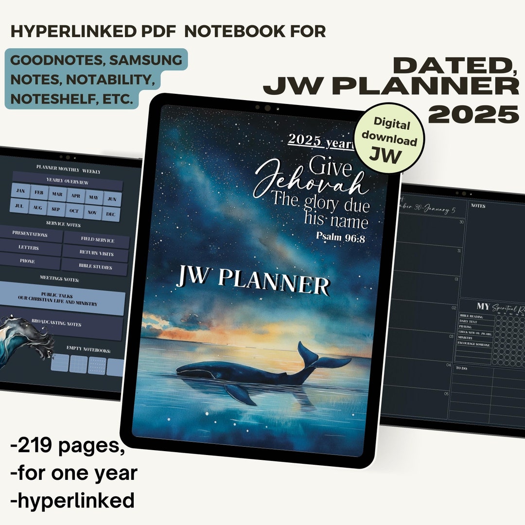 JW 2025 Dated Digital Weekly Planner With Yeartext, Goodnotes, Samsung ...