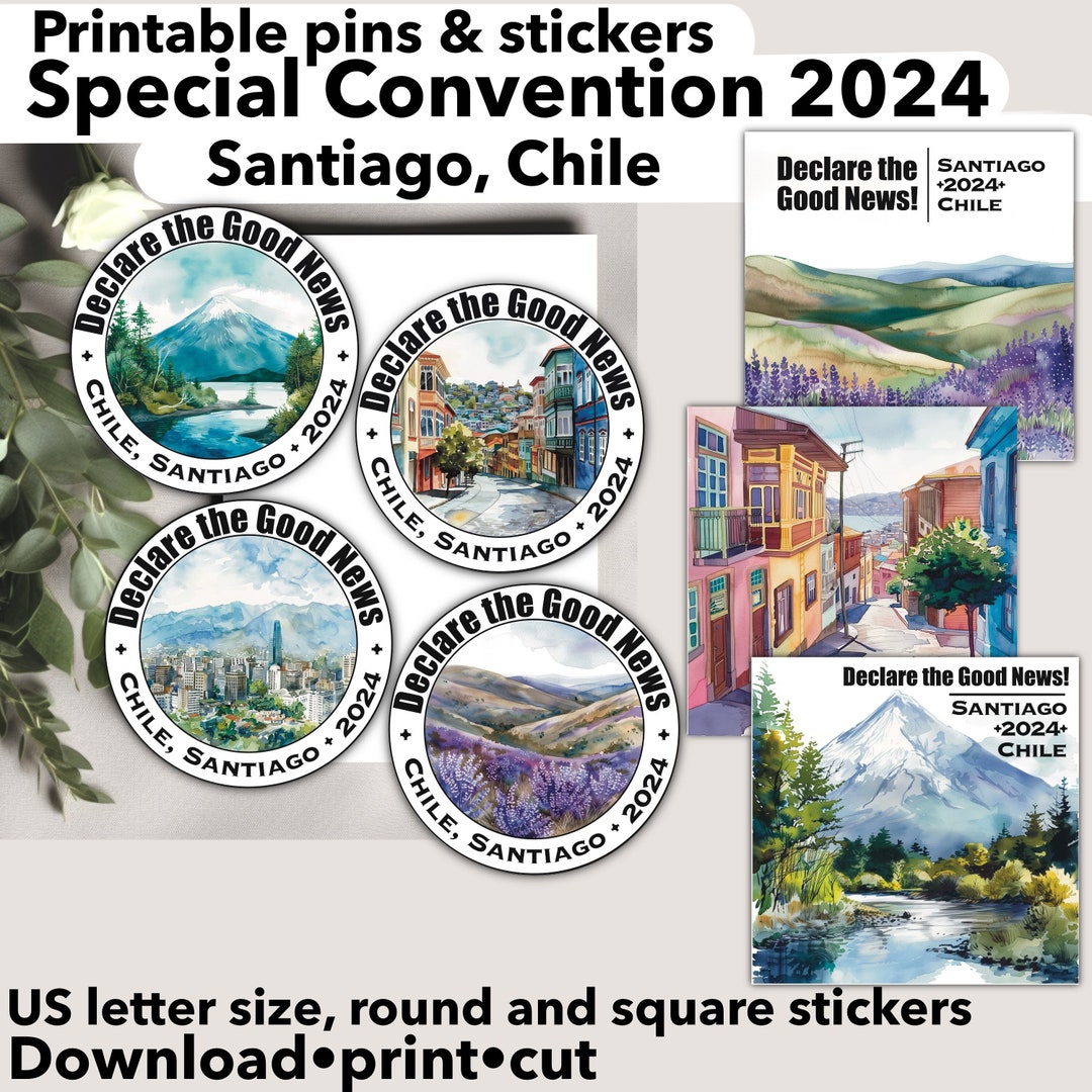 JW Chile Special Convention 2024 Pin Gift, Santiago Round Sticker ...