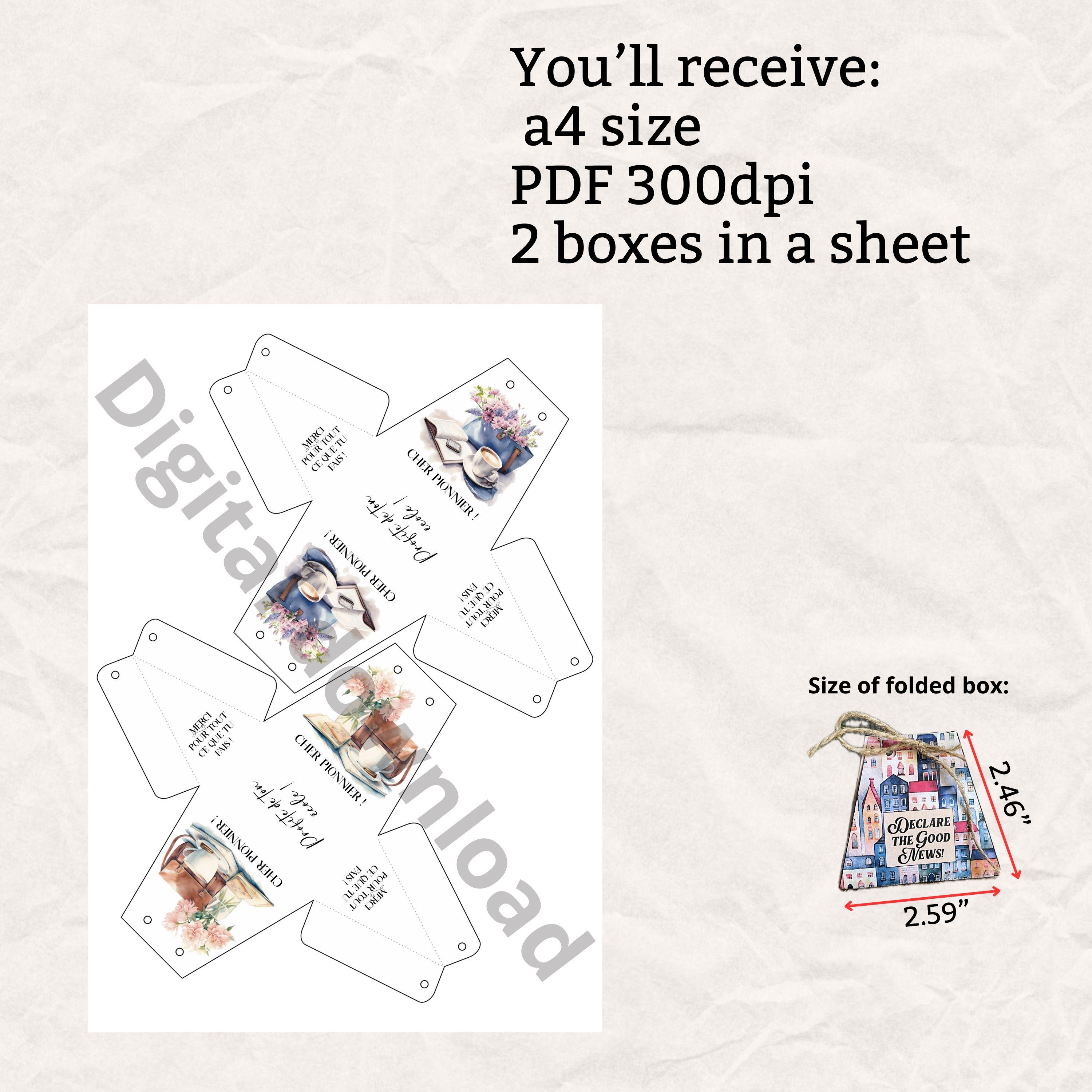 JW French Elder Pioneer Box Printable, Gift Bag Elders Pioneers Present ...