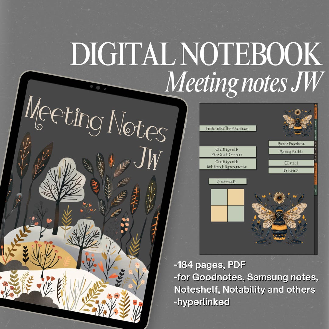 Digital Notebook JW, Undated for Goodnotes, Samsung Notes, Meetings ...