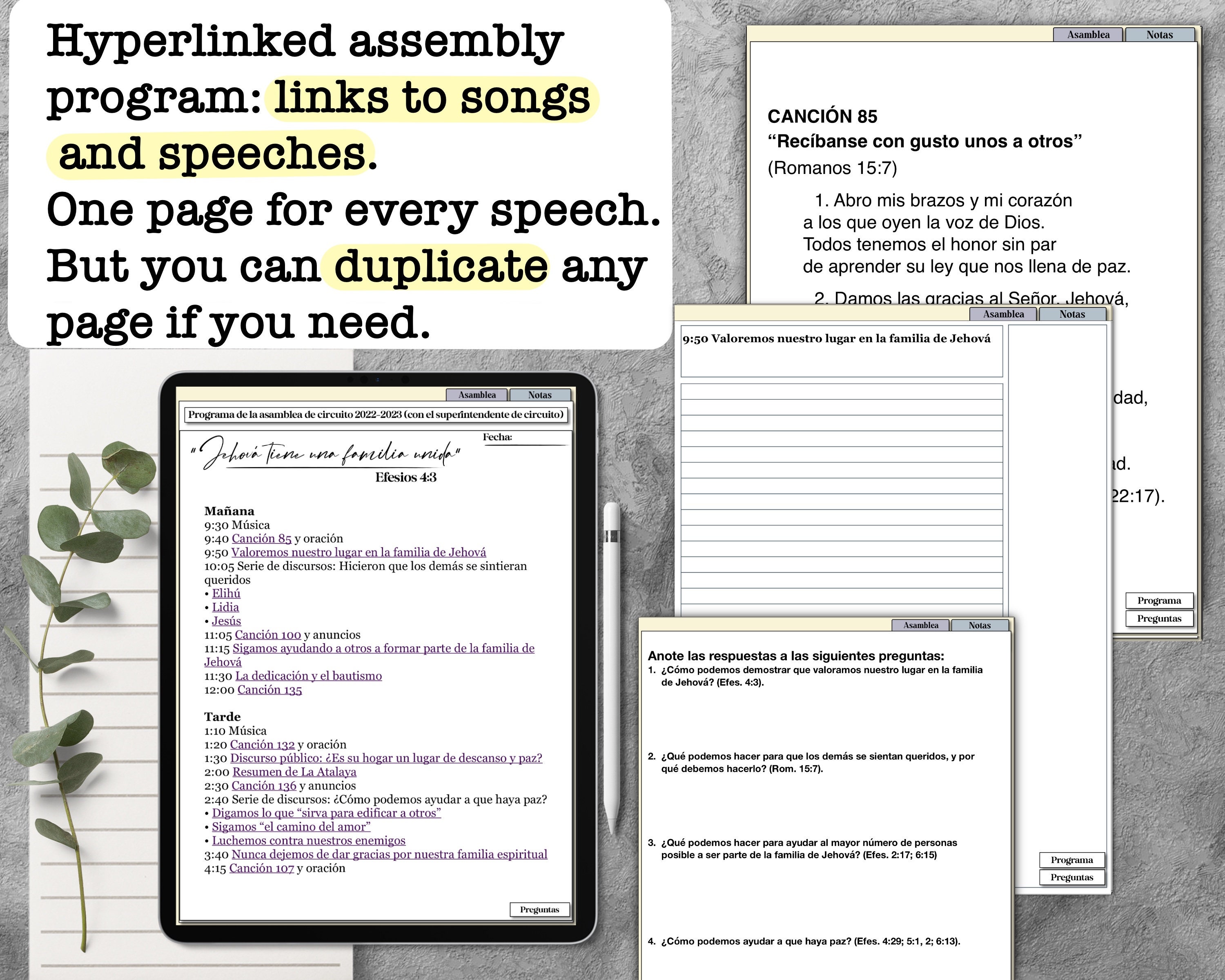 Digital Spanish Notebook JW. Assembly 2022 2023. PDF Program - Etsy