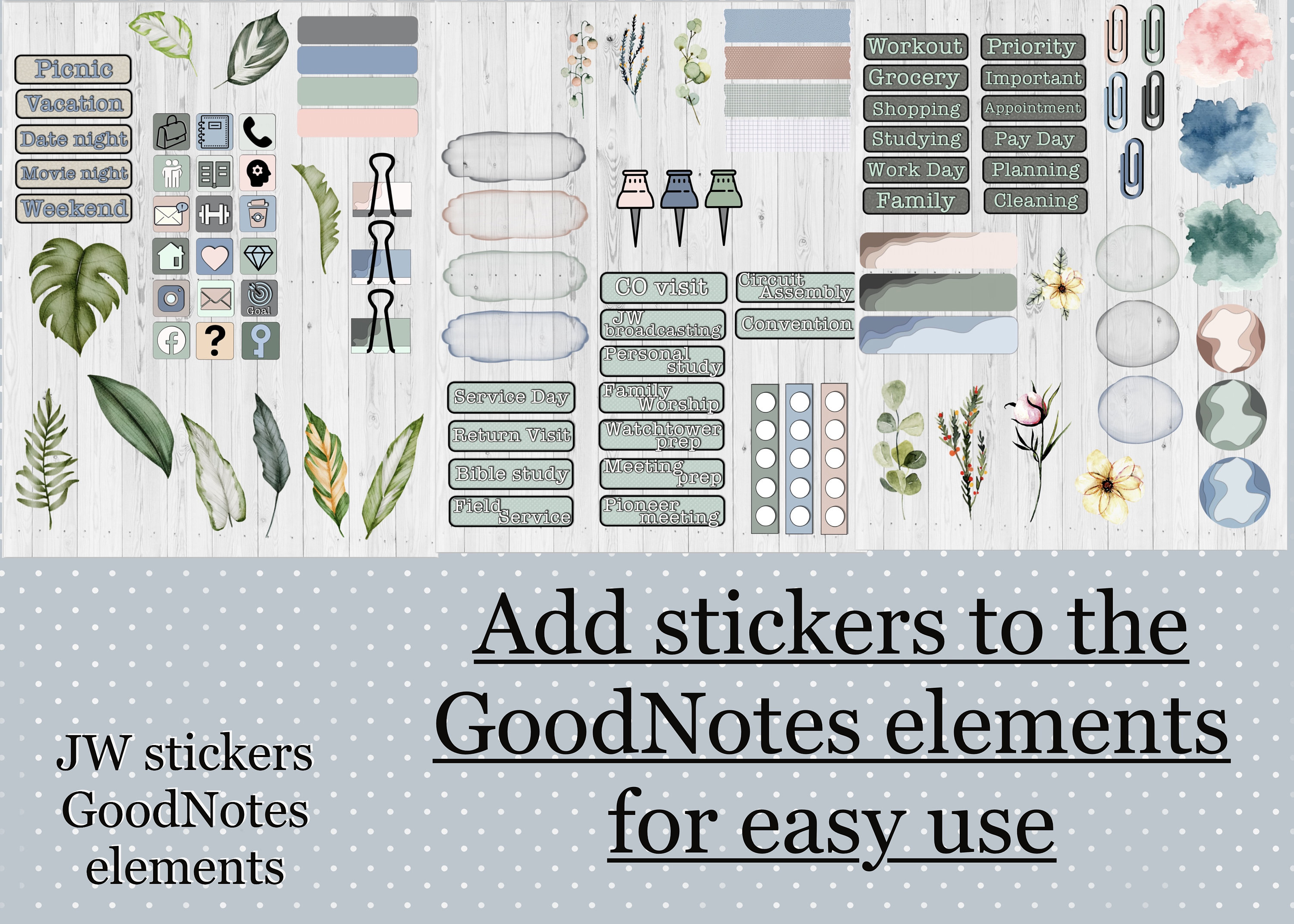 JW Digital Elements for Goodnotes JW Meetings Notebook - Etsy