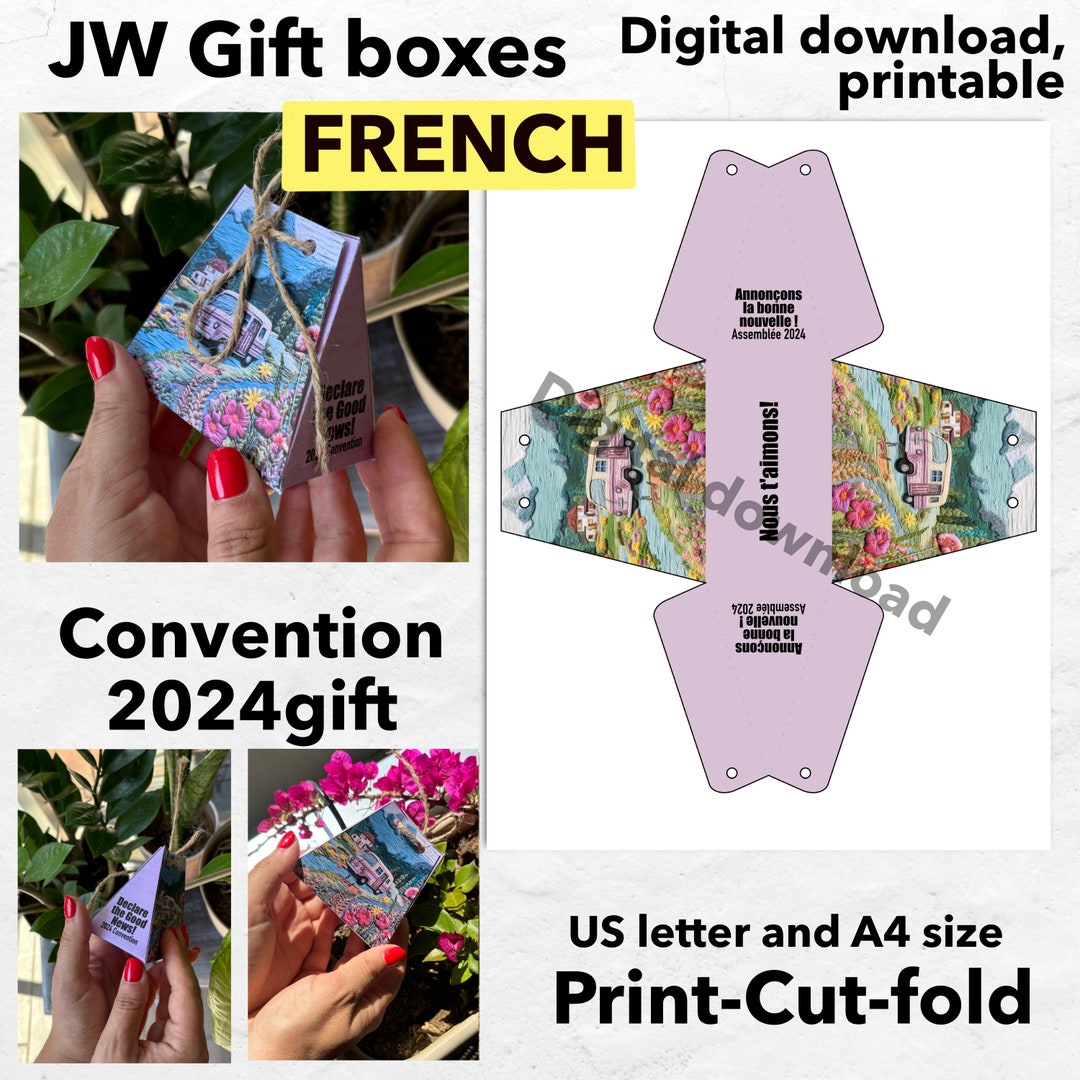 JW Convention 2024 French Gift Box Printable, Gift Bag Declare Good ...