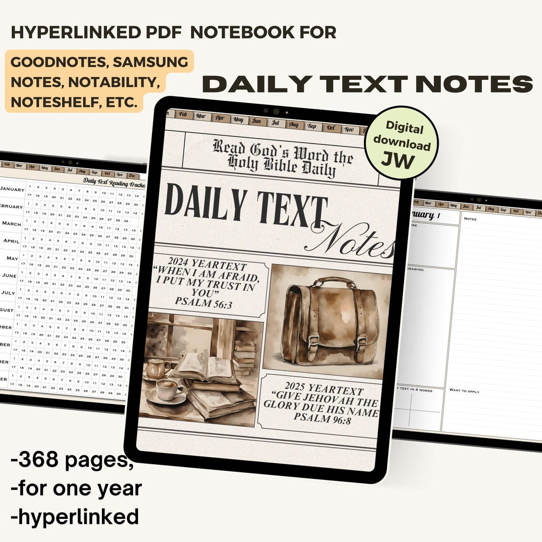 Daily Text Notes JW, Digital Notebook Examining Scriptures. Goodnotes ...