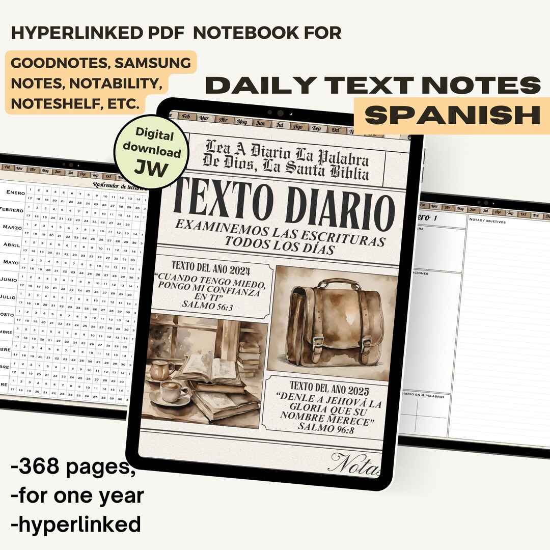 JW Spanish Daily Text Notes, Digital Notebook Examining Scriptures ...