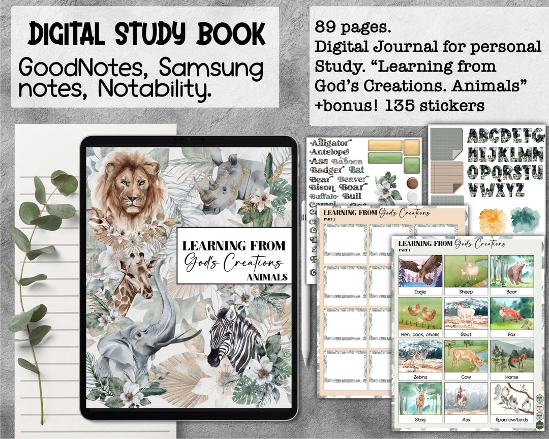 JW Study Animals Journal, Digital Notebook Jehovah’s Creations ...