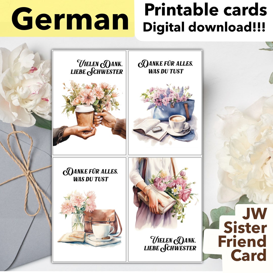 JW Card Printable German Pioneers, Sister Friend Printable. Thank You ...