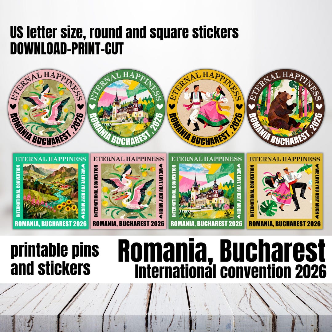 Romania Bucharest International Convention 2026 Printable Stickers ...
