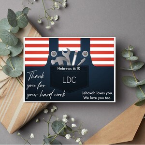 JW LDC Card Printable, Gift, Kingdom Hall Construction Card, Pioneer Elder JW Encouraging Thank ...