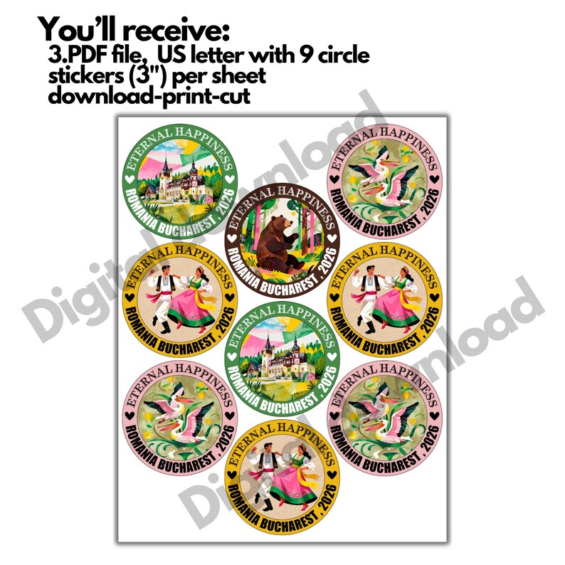 Romania Bucharest International Convention 2026 Printable Stickers ...