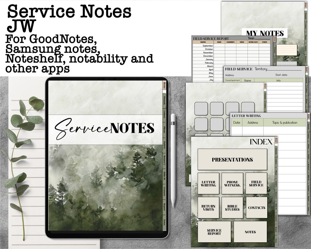 JW Service Notes for Goodnotes, Return Visits, Bible Study ...