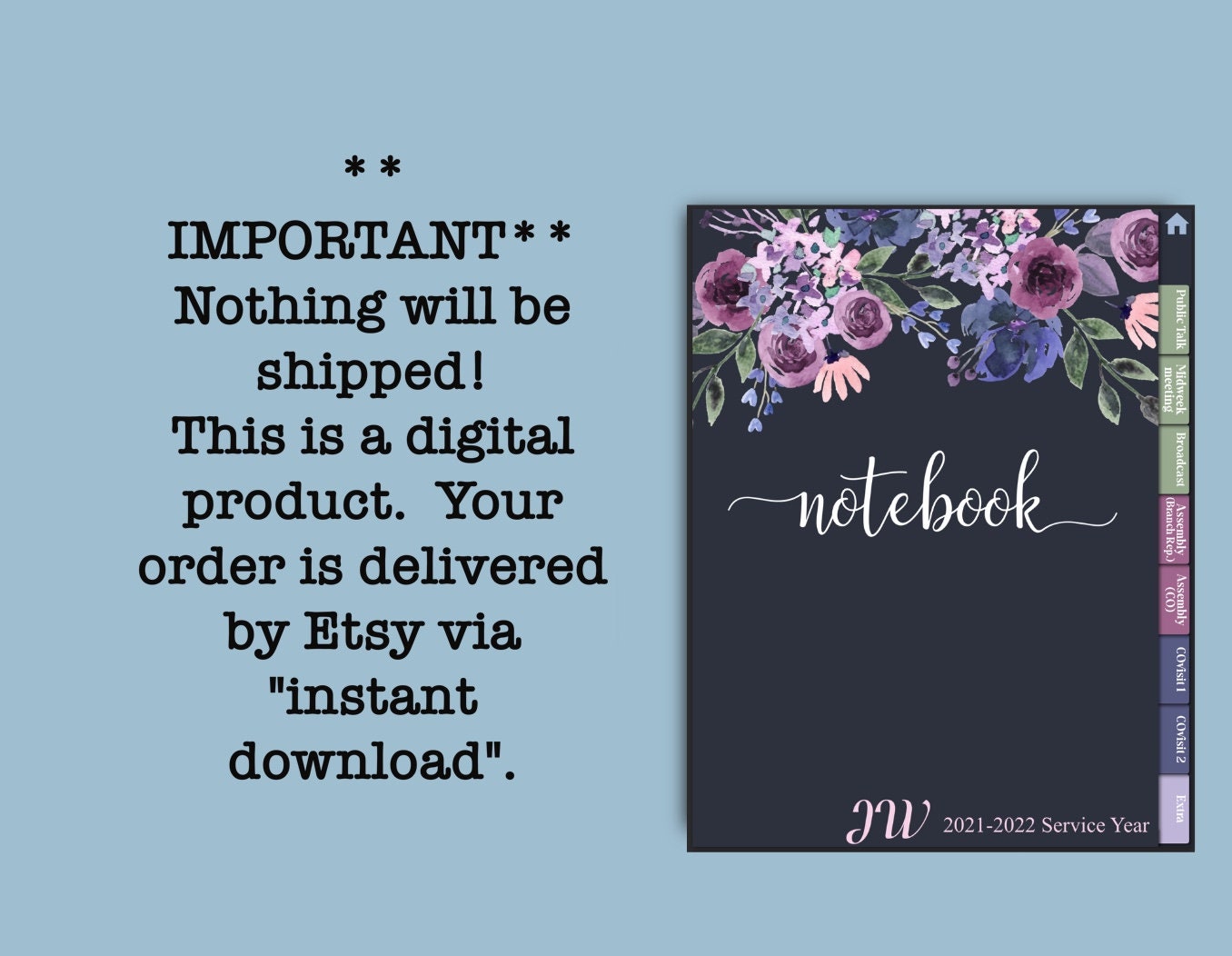 JW Undated Notebook for Goodnotes for 1 Year Black Meetings | Etsy