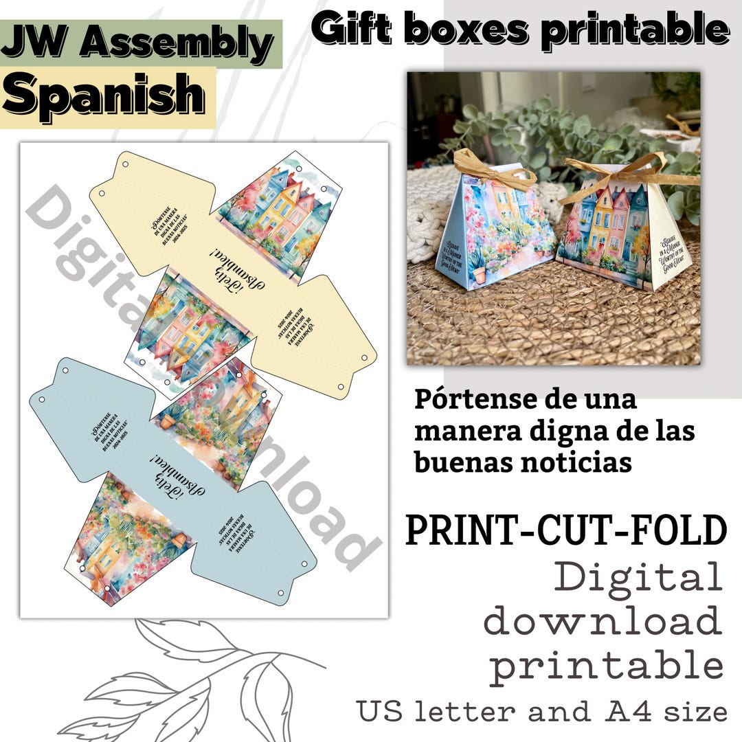 JW Spanish Assembly 2024 2025 Gift Box Printable, Gift Bag Behave in a ...